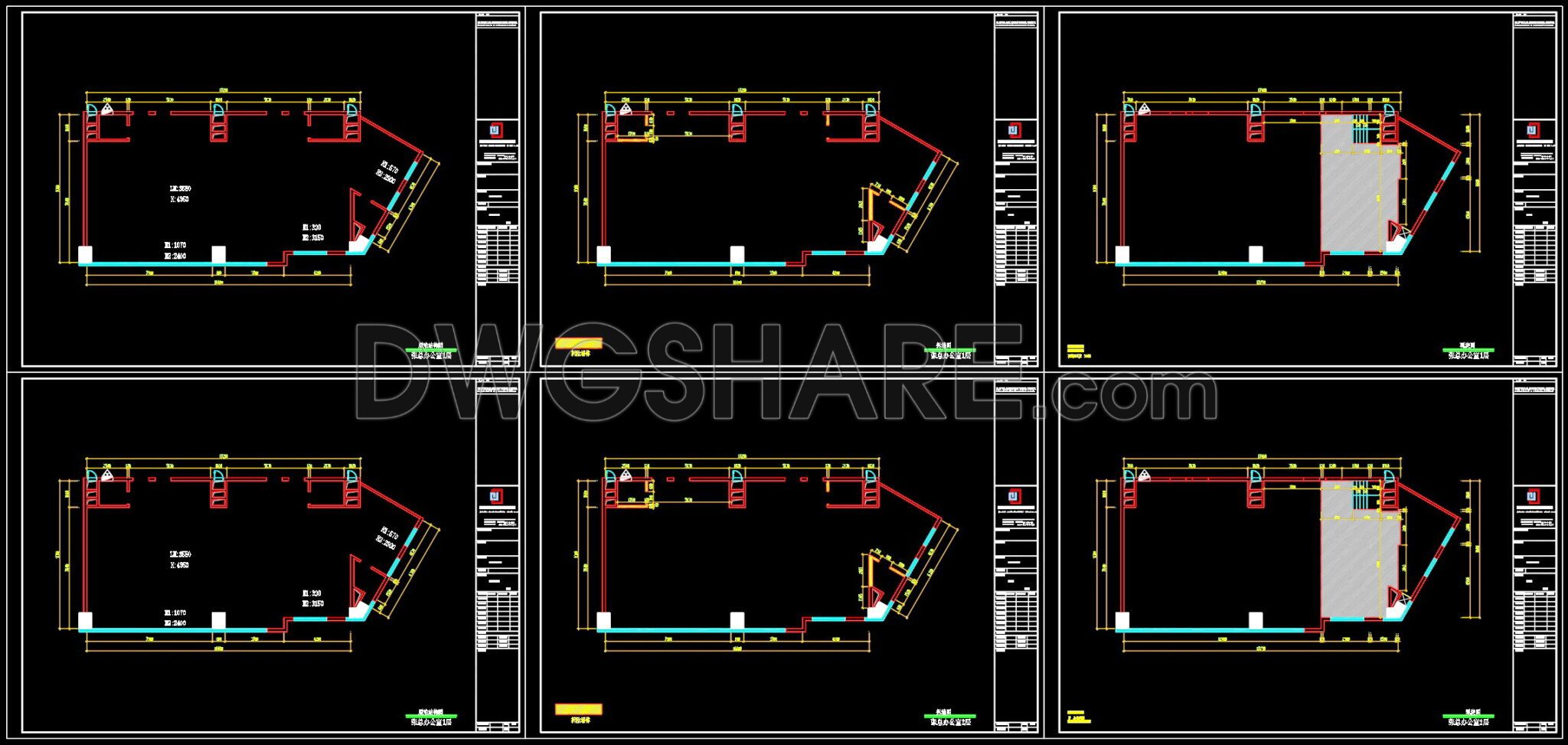 CAD drawings for the interior office design construction spanning an ...
