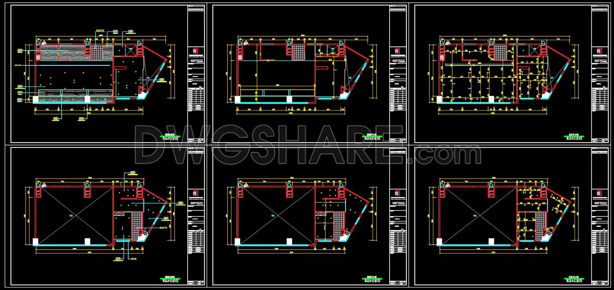 CAD drawings for the interior office design construction spanning an ...