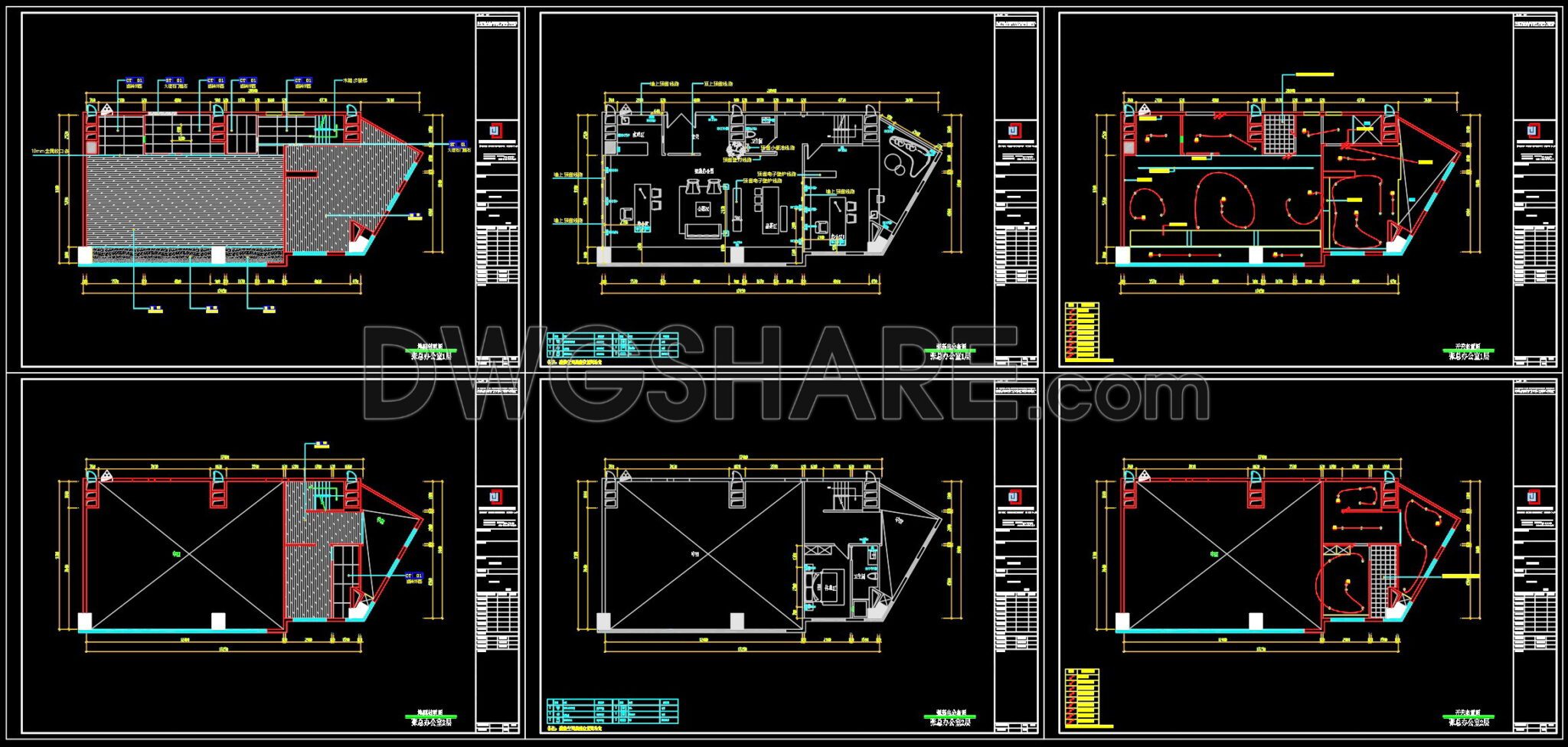 CAD drawings for the interior office design construction spanning an ...