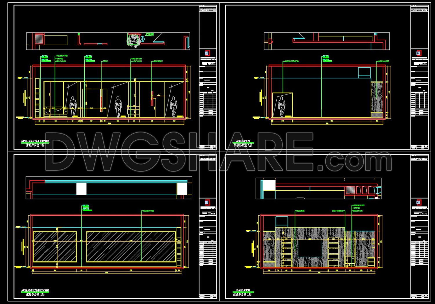 CAD drawings for the interior office design construction spanning an ...