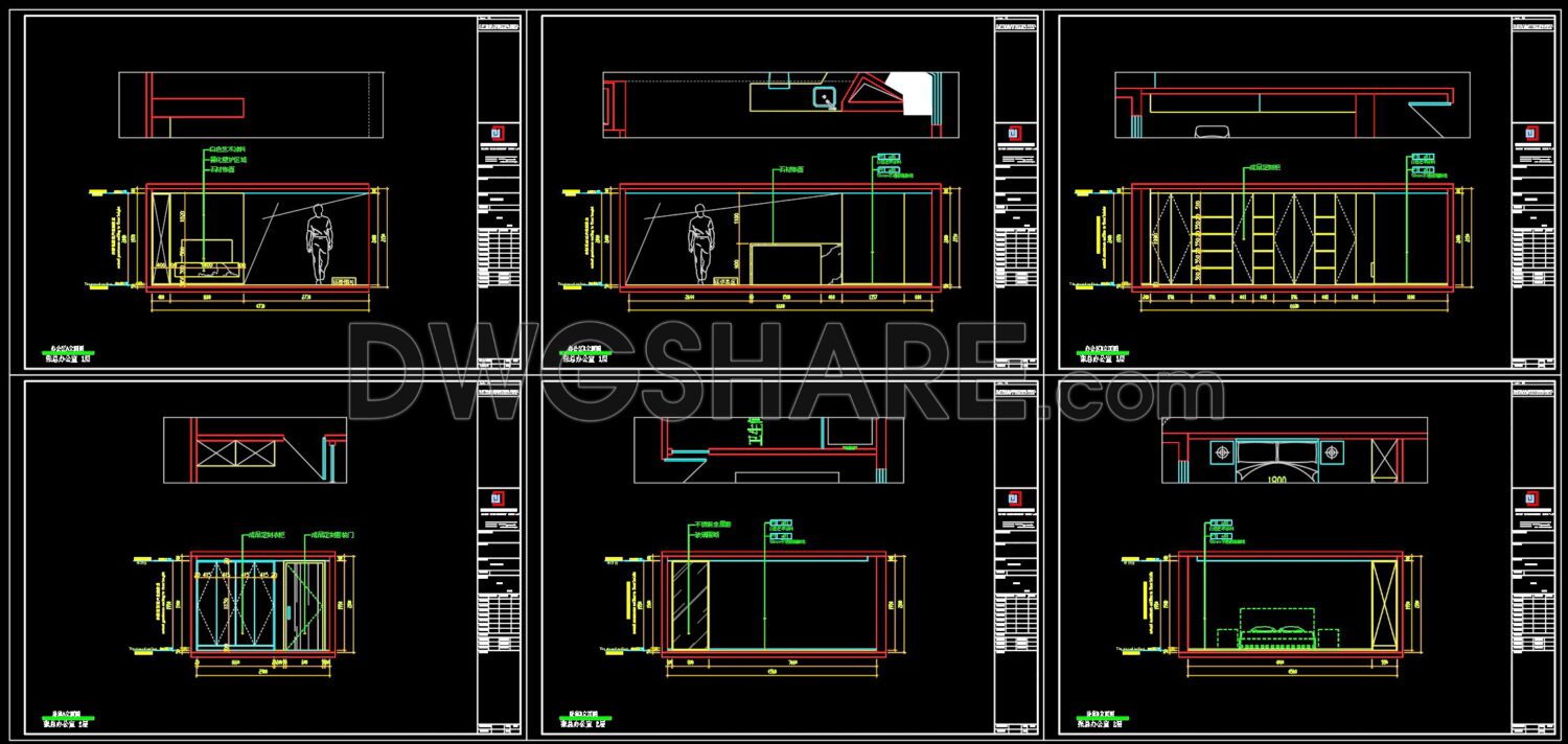 CAD drawings for the interior office design construction spanning an ...