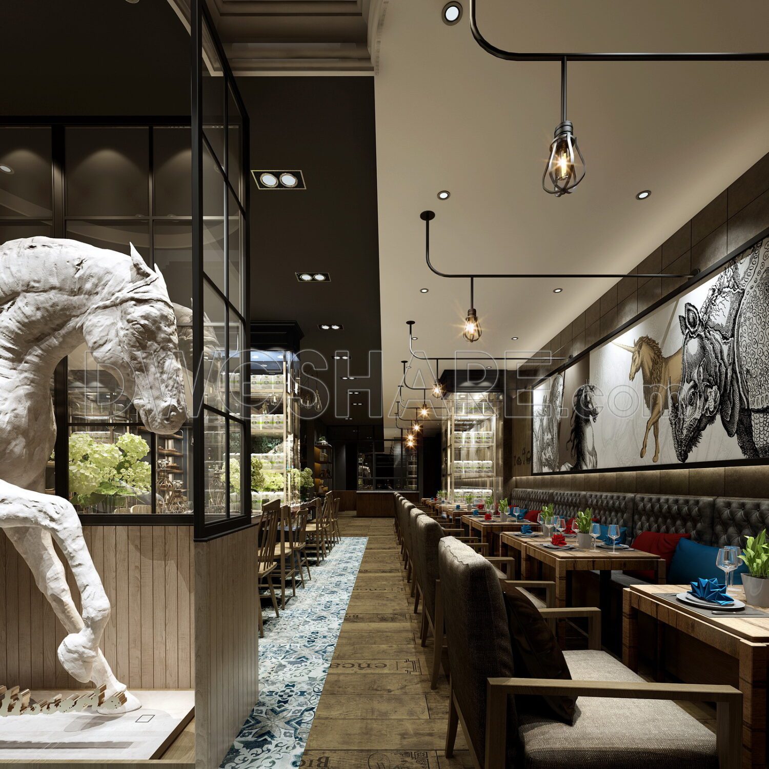 Download the detailed CAD drawing of the bakery restaurant design with ...