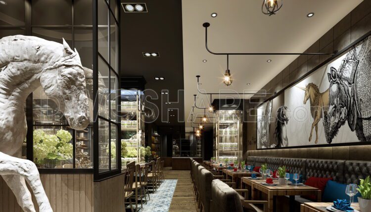 Download the detailed CAD drawing of the bakery restaurant design with ...