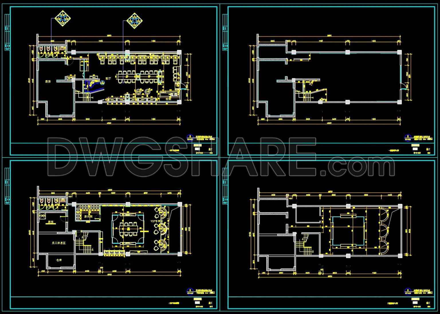 Download the detailed CAD drawing of the bakery restaurant design with ...