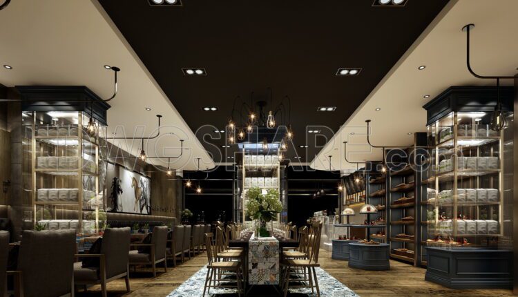 Download the detailed CAD drawing of the bakery restaurant design with ...