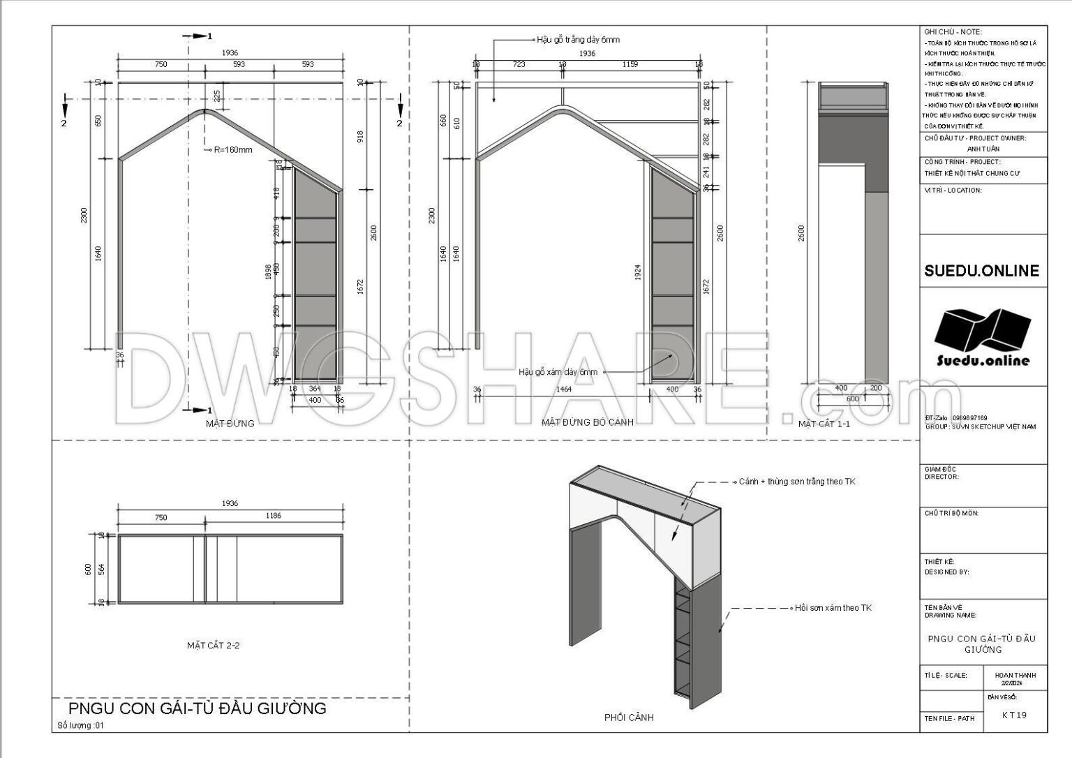 SketchUp Layout drawing for the interior design and construction of a 3 ...