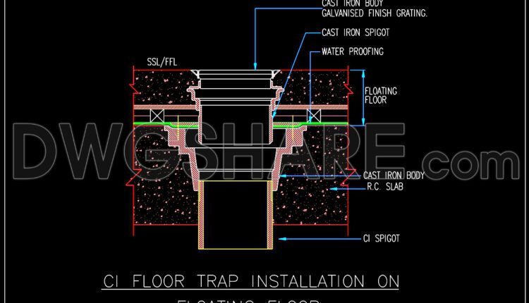 107. Cad Drawing Of Floor Trap Installation On Floating Floor For ...