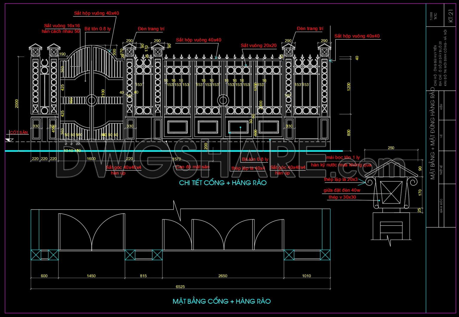 125. CAD drawings detailing gates and fences available for download