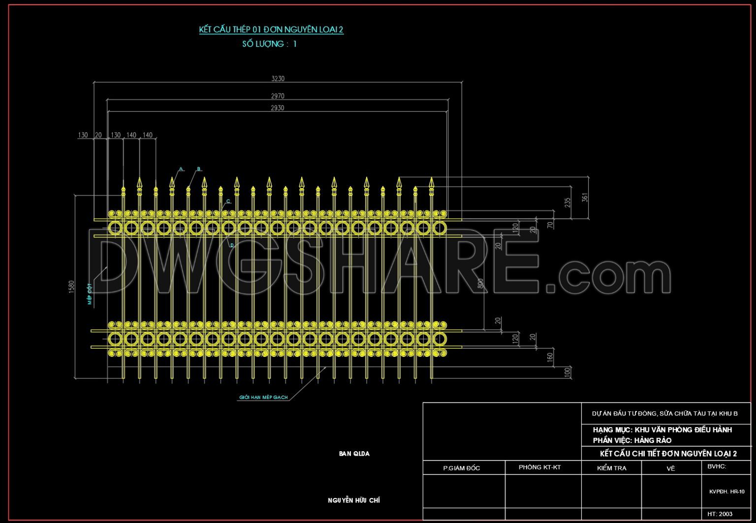 129. CAD drawings detailing fences available for download