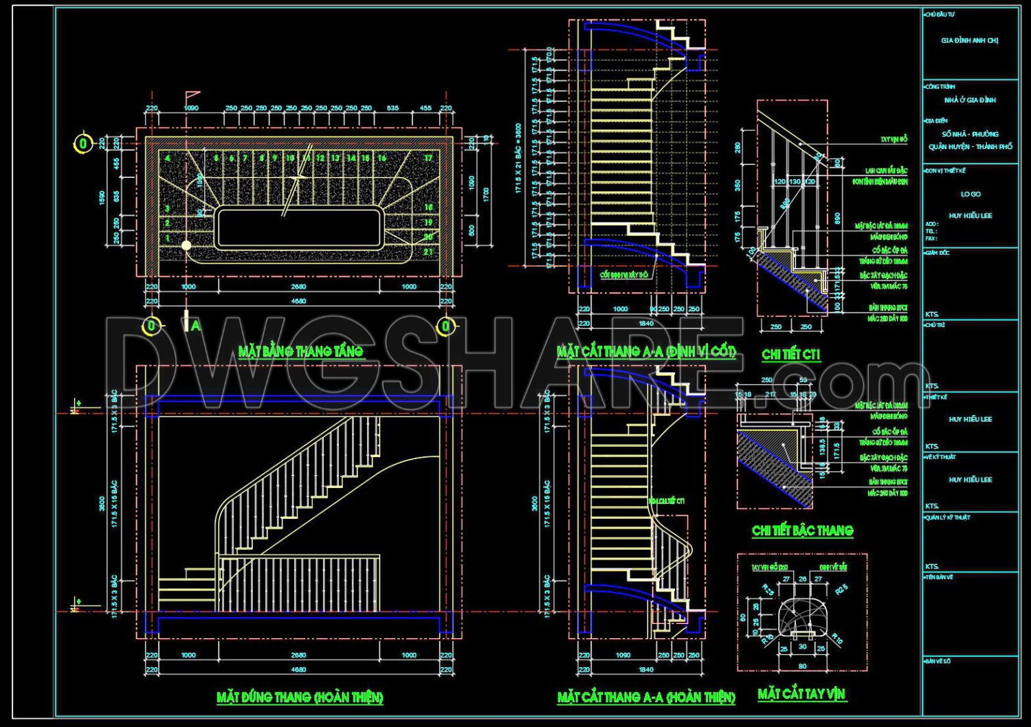 135. Detailed drawings of stairs in autocad file