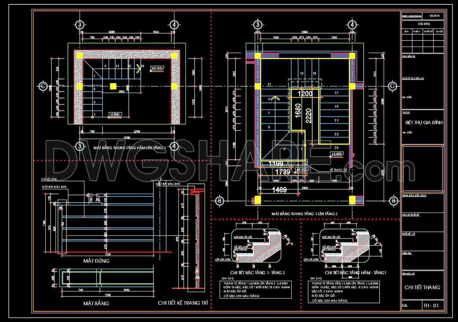 139. Detailed drawings of stairs in autocad file