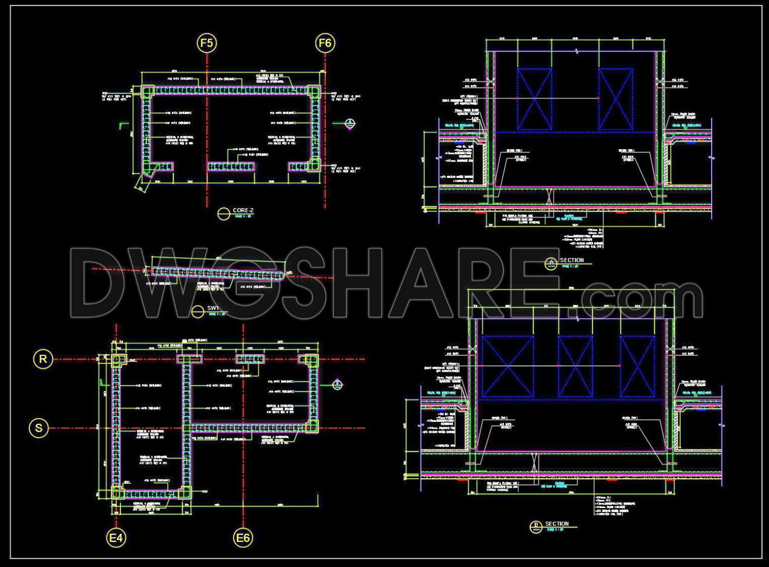 140. Cad Drawing Of Shear Wall Reinforced Concrete Details For Download