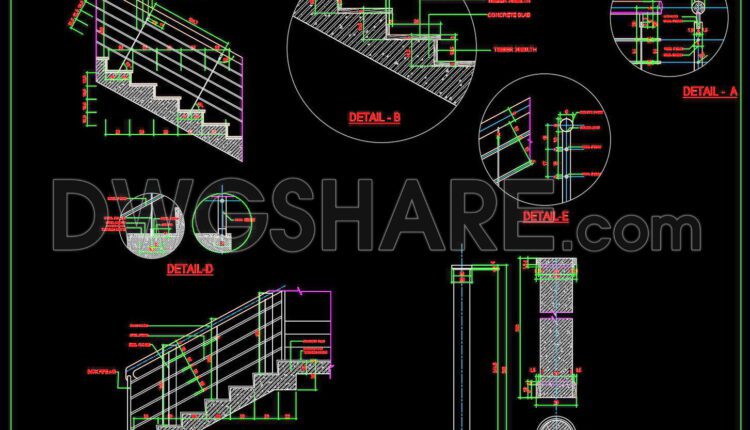 141. Detailed drawings of stairs in autocad file - Free Cad Blocks ...