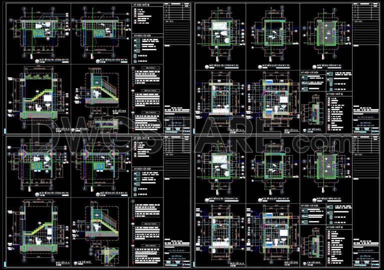 143. WC Layout Plan and elevations details CAD drawings download