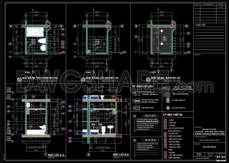 143. WC Layout Plan and elevations details CAD drawings download