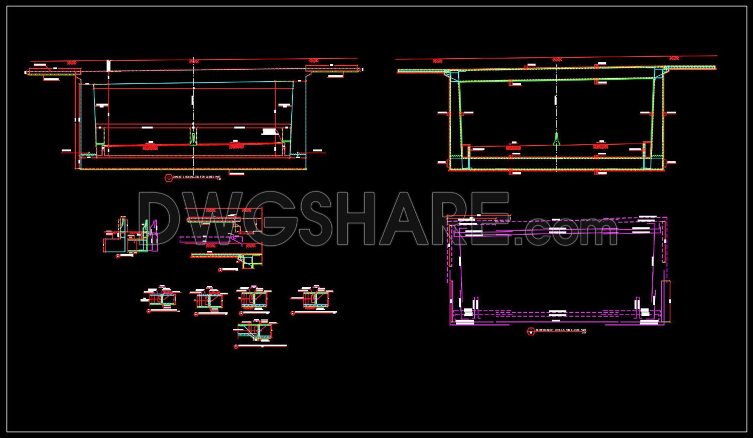 144. Cad Drawing Of Tunnel Reinforcement Concrete Cross Section Details ...