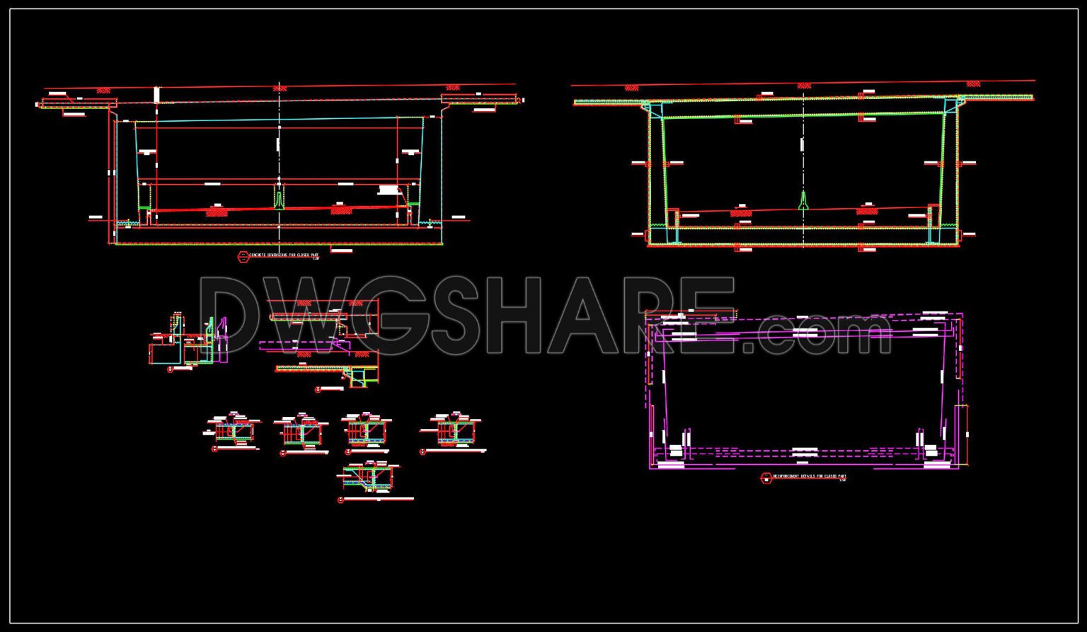 144. Cad Drawing Of Tunnel Reinforcement Concrete Cross Section Details ...