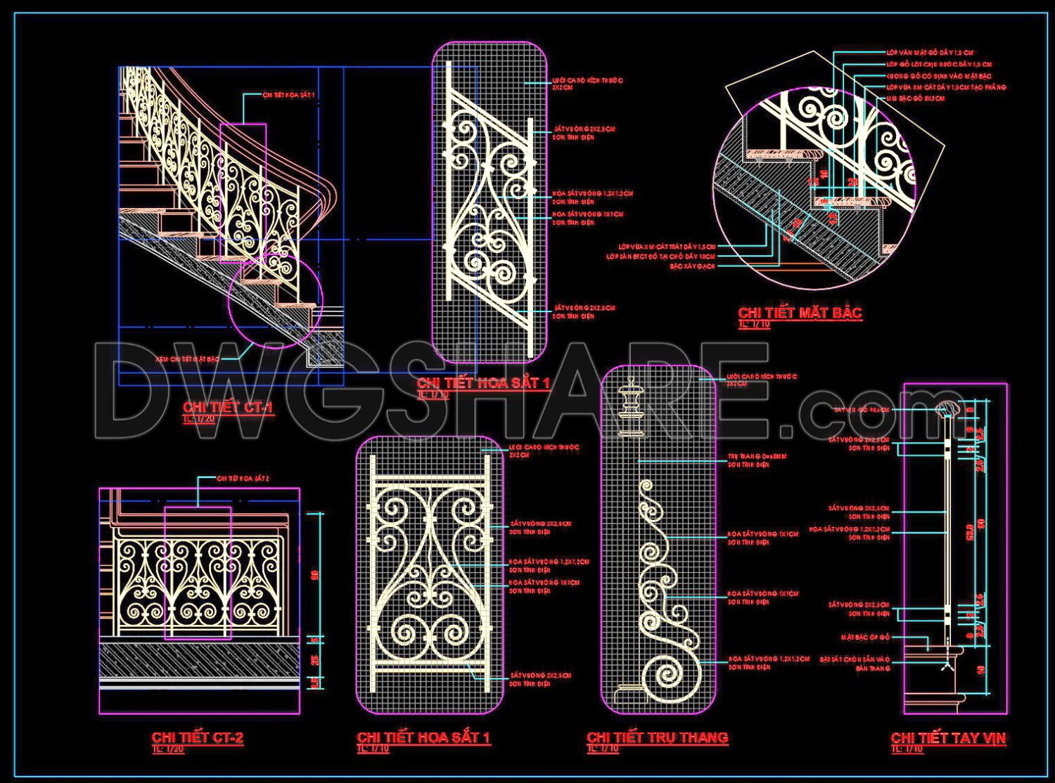 144. The detailed CAD drawing of an artistic wrought iron railing for ...