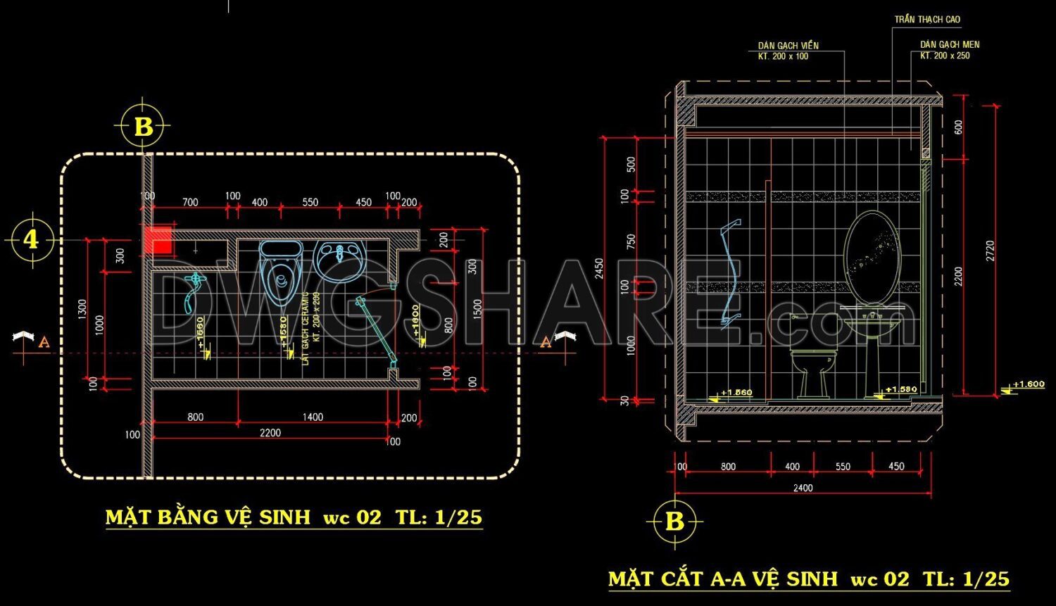 144. WC Layout Plan and elevations details CAD drawings download