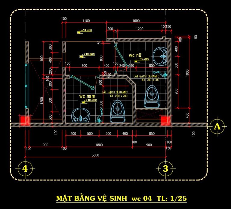 144. WC Layout Plan and elevations details CAD drawings download