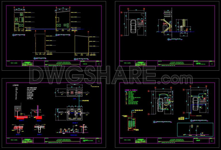 145. Cad Drawing Of Residential Modern Contemporary Building ...