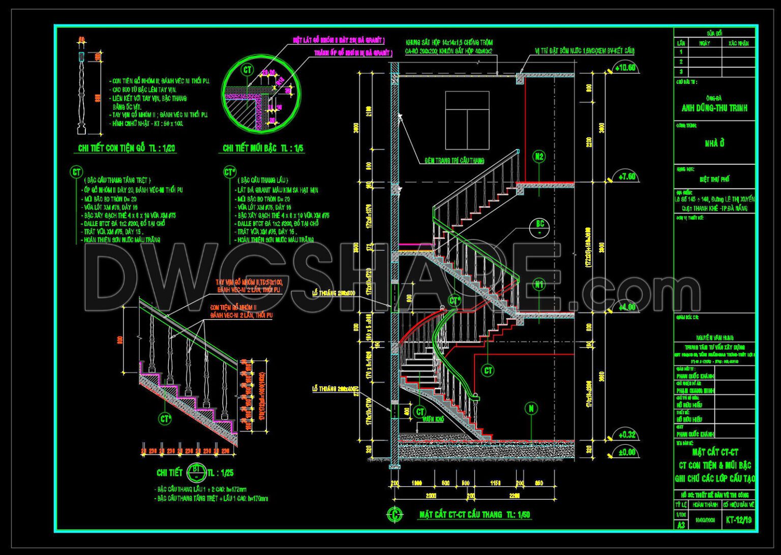 145. Detailed drawings of stairs in autocad file