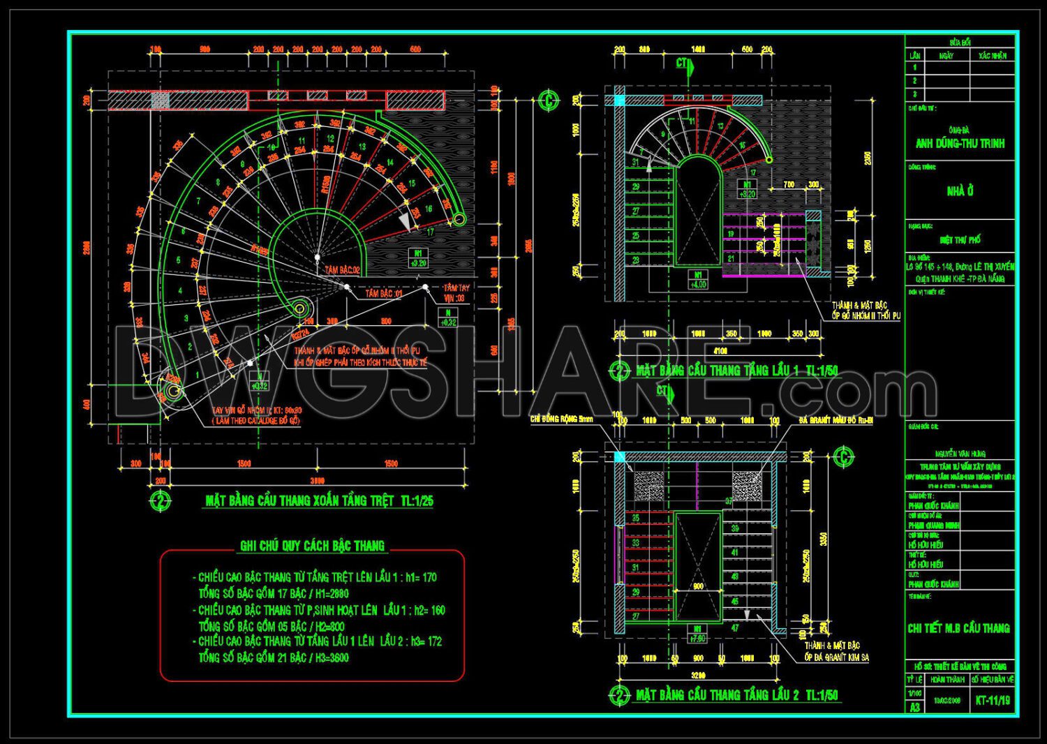 145. Detailed drawings of stairs in autocad file