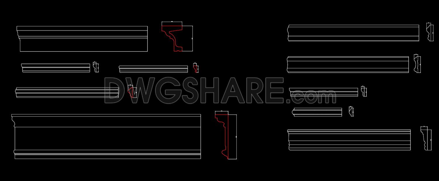 145. The CAD drawings for Smooth Wall Decorative Molding for free download