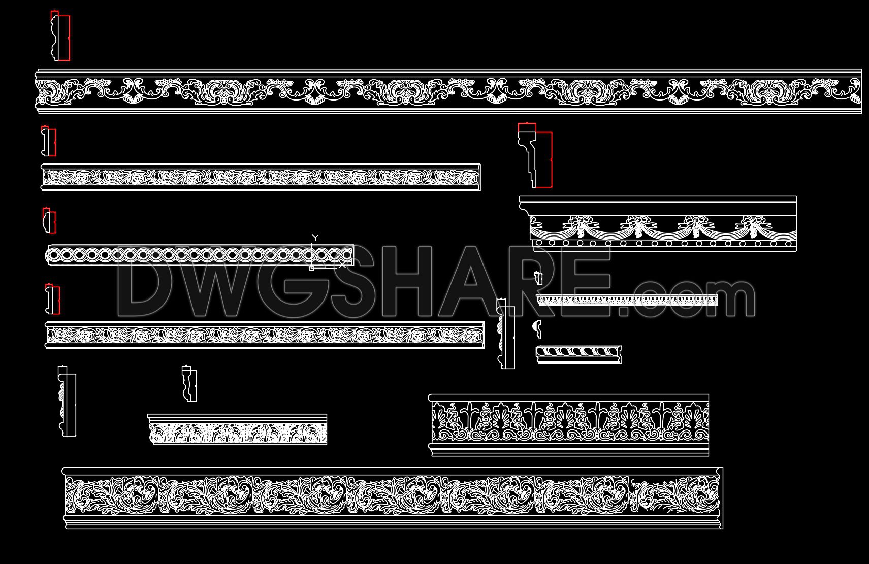146. CAD drawings for Floral Pattern Wall Decorative Molding for free ...