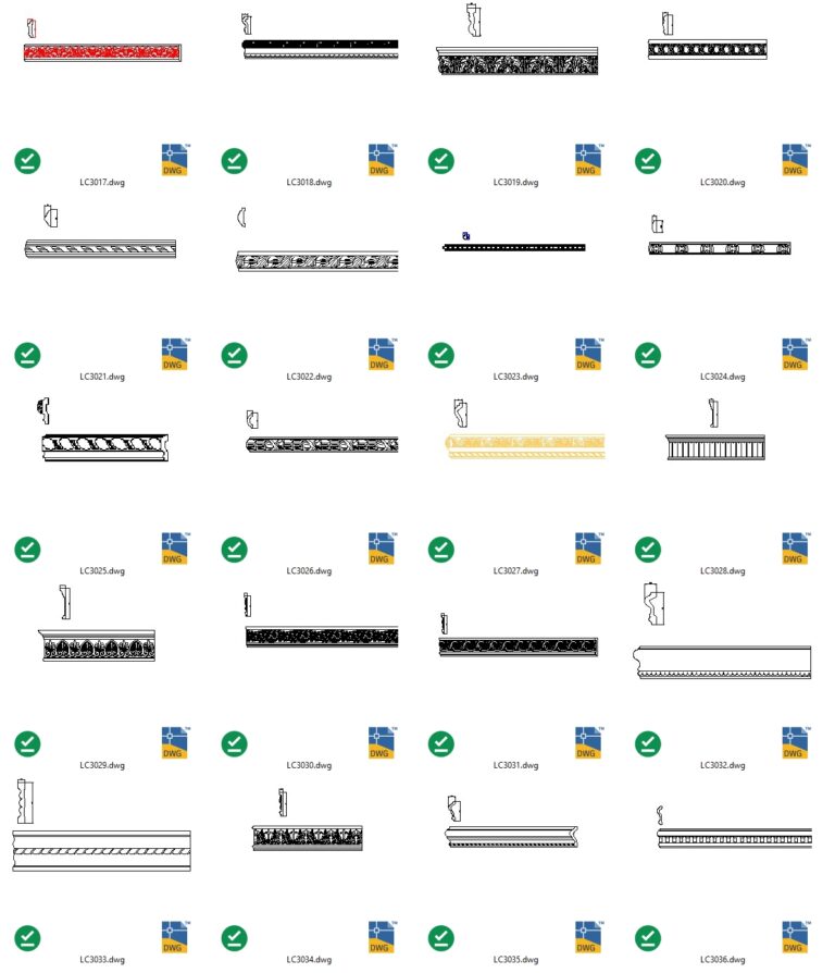 146. CAD drawings for Floral Pattern Wall Decorative Molding for free ...