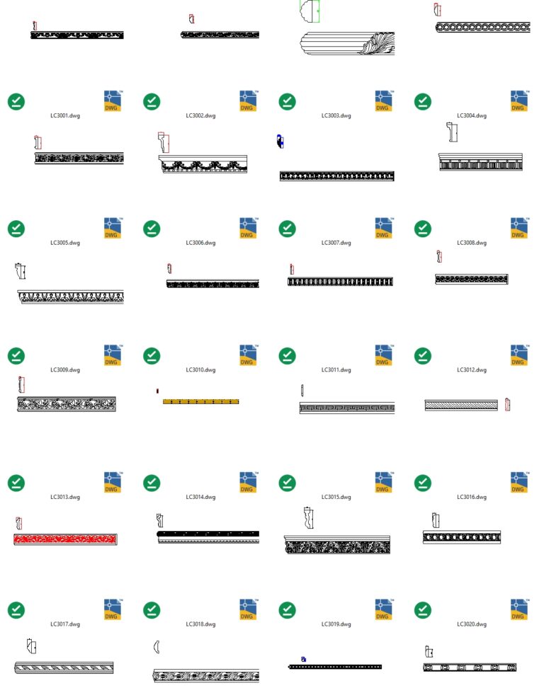 146. CAD drawings for Floral Pattern Wall Decorative Molding for free ...