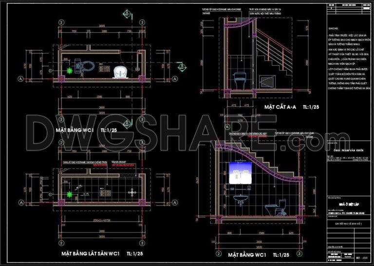 148. WC Layout Plan and elevations details CAD drawings download