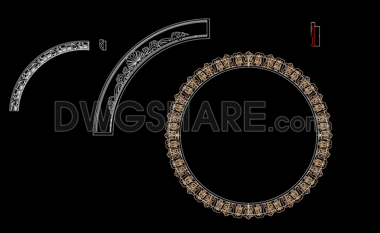 149. The CAD drawings for Circular Floral Patterns for free download