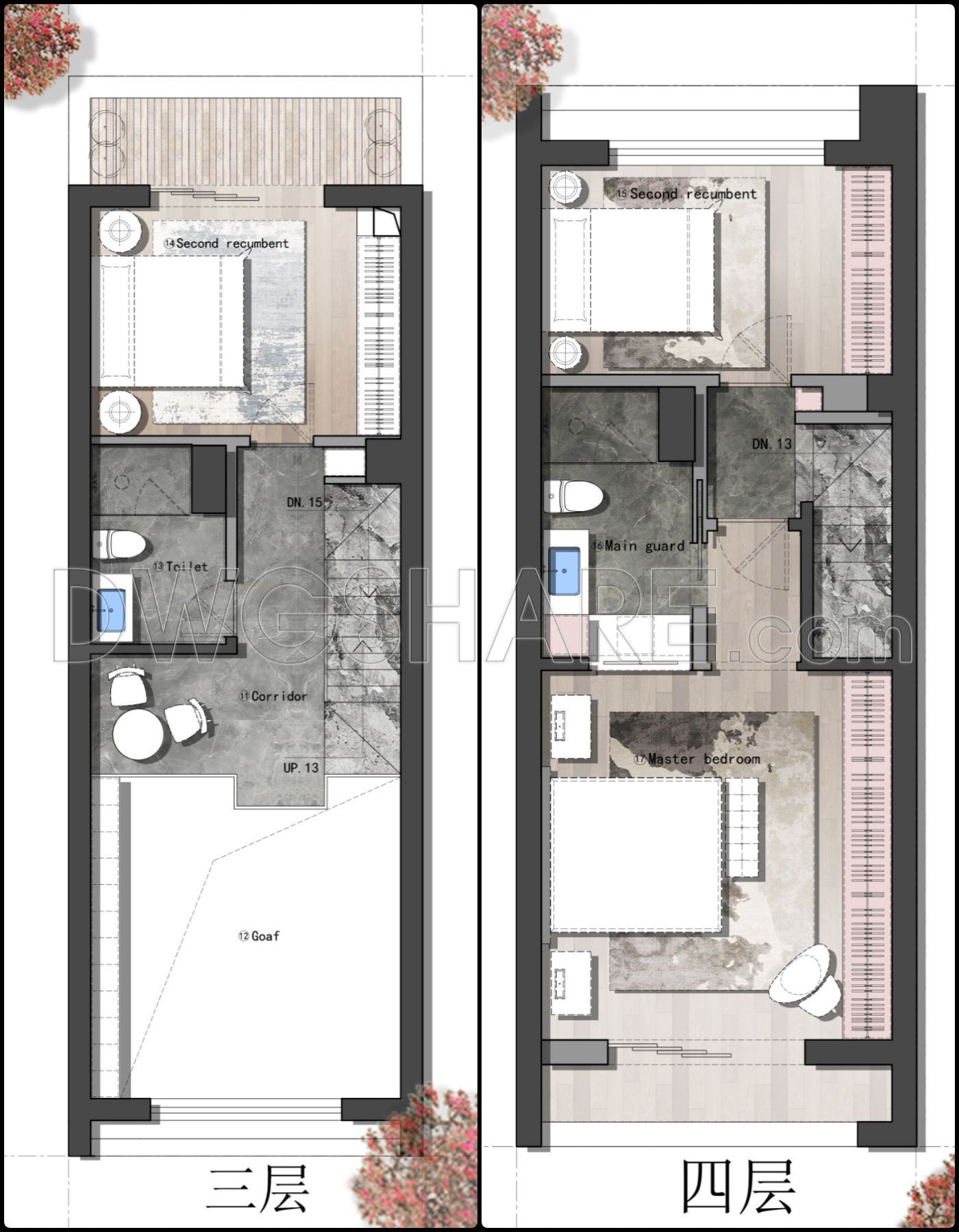 190. Layout plan for a three-story residential project with an area of ...