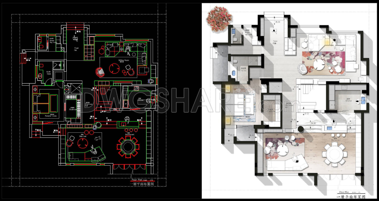 191. Layout plan for a three-story residential project with an area of ...