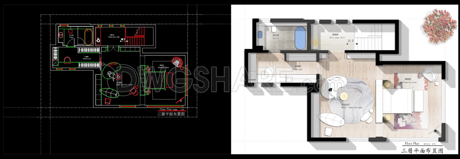 191. Layout plan for a three-story residential project with an area of ...