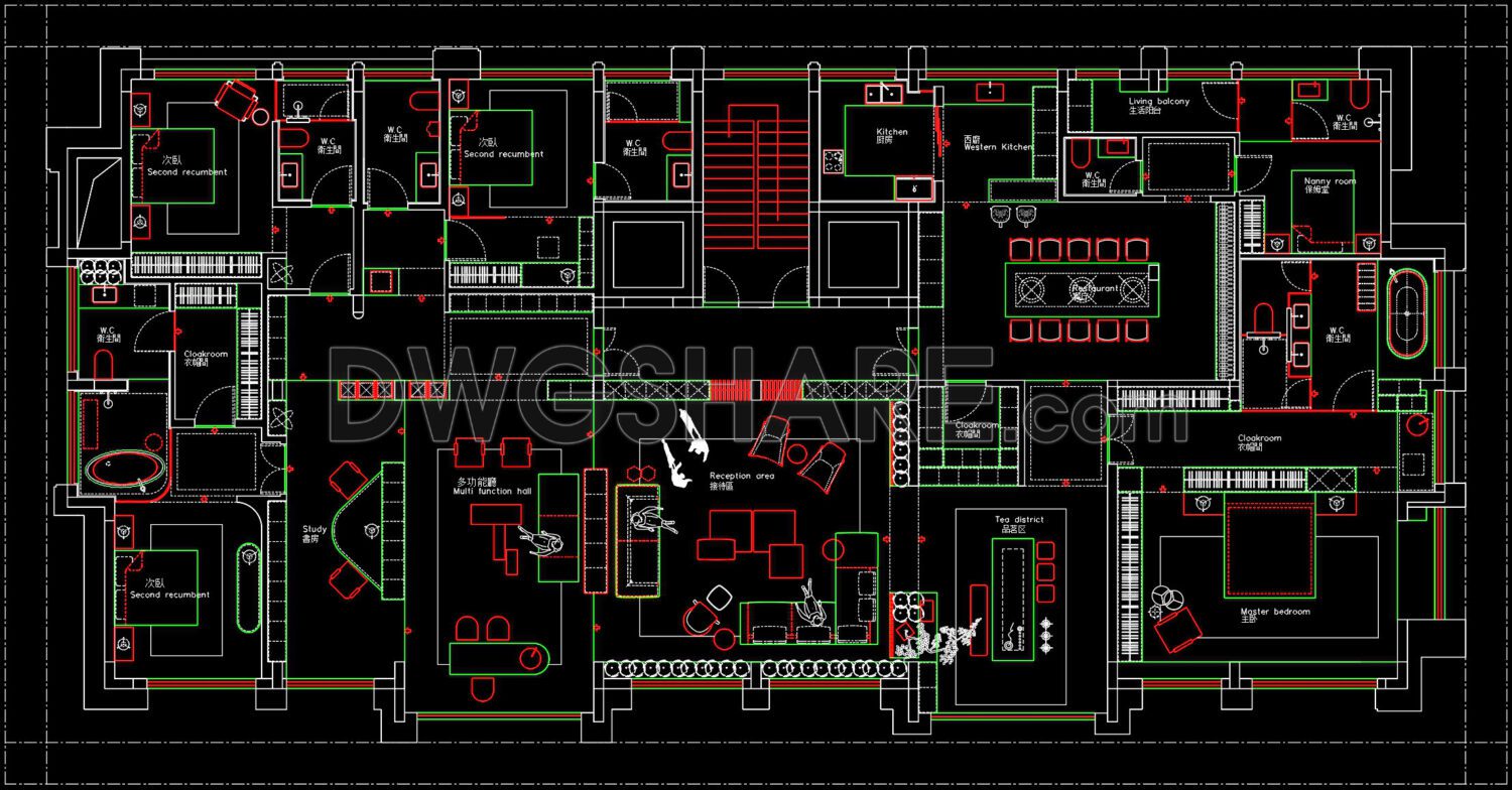 192. Functional floor plan CAD drawing of an apartment with an area of ...