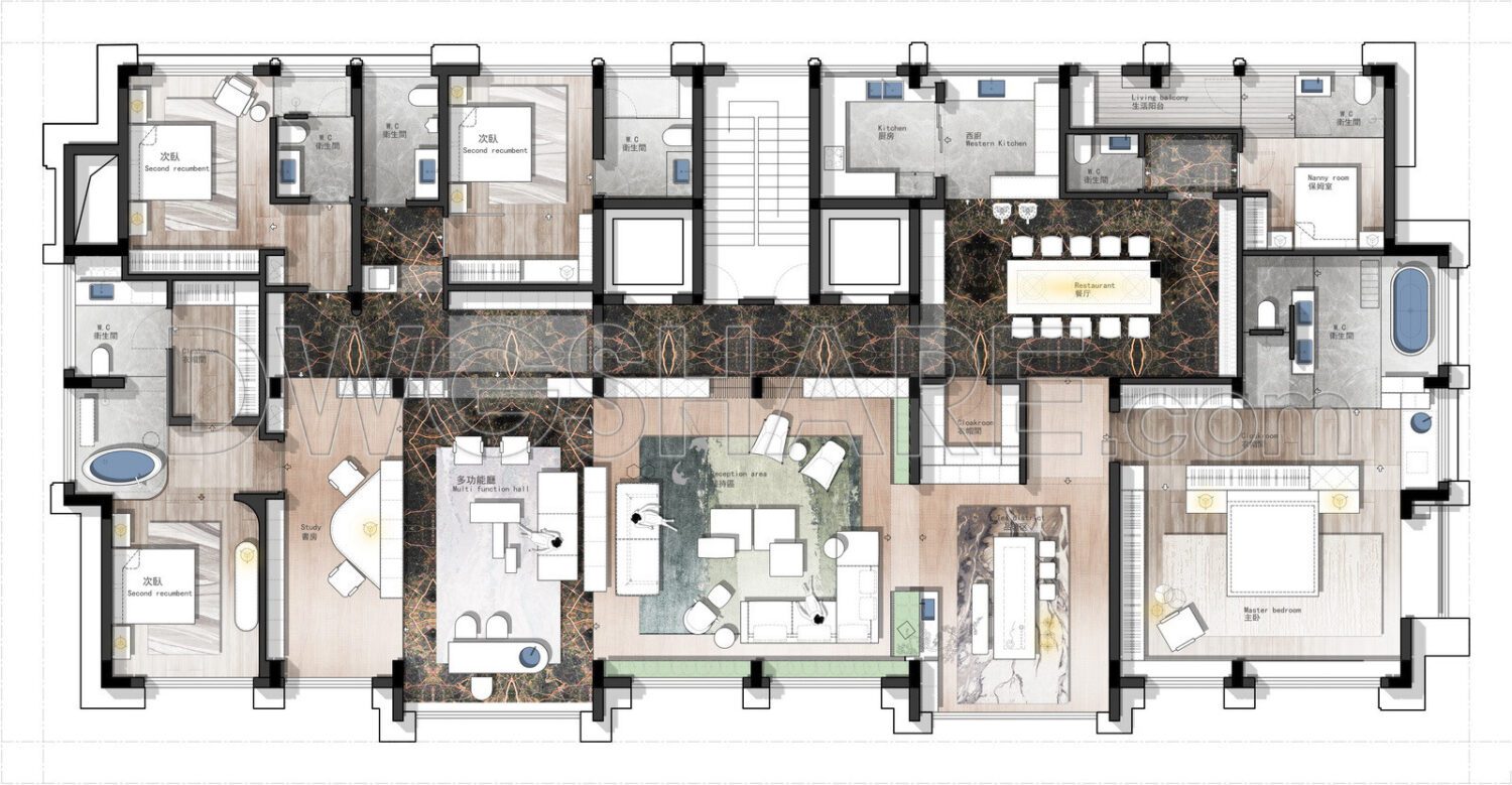 192. Functional floor plan CAD drawing of an apartment with an area of ...