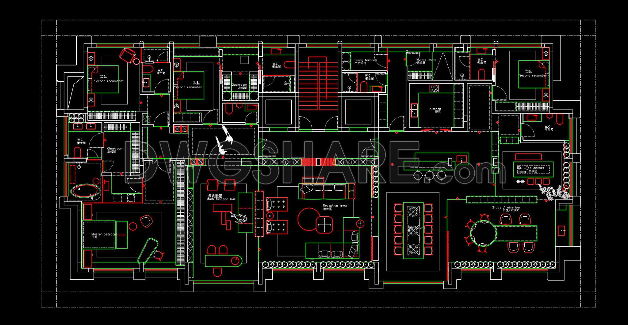 195. Functional floor plan CAD drawing of an apartment with an area of ...