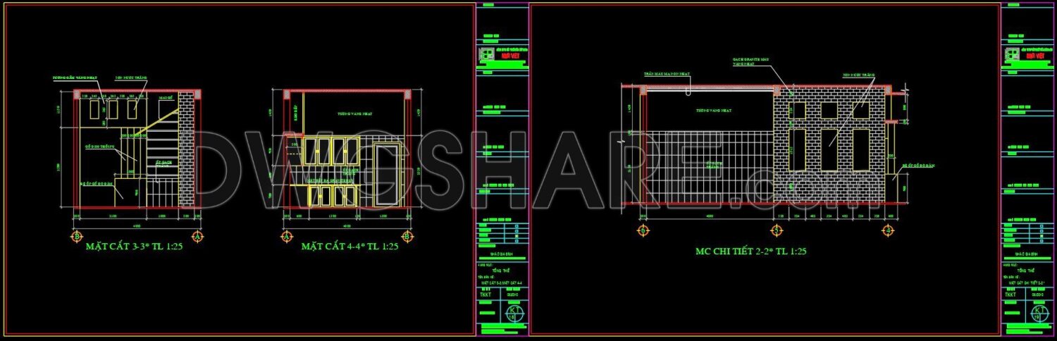 219. The CAD drawing of the interior wall section of a townhouse