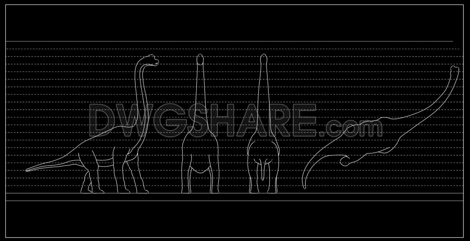 22. Description of a CAD Drawing of Various Types of Dinosaurs