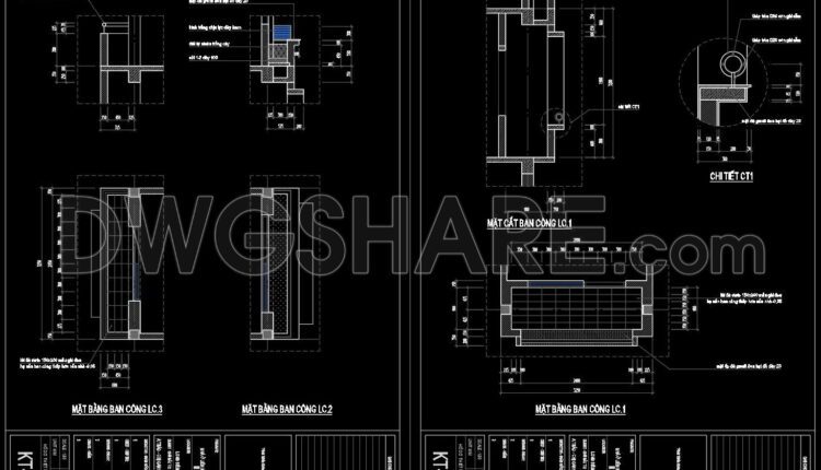 220. The CAD drawing provides detailed specifications of the balcony of ...