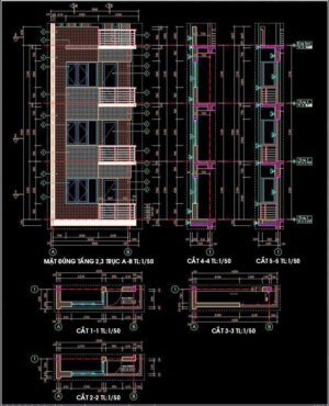 224. Detailed CAD drawings of vertical facades in classical architecture