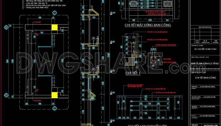 225. Cad drawings of the detailed vertical face of a balcony for ...