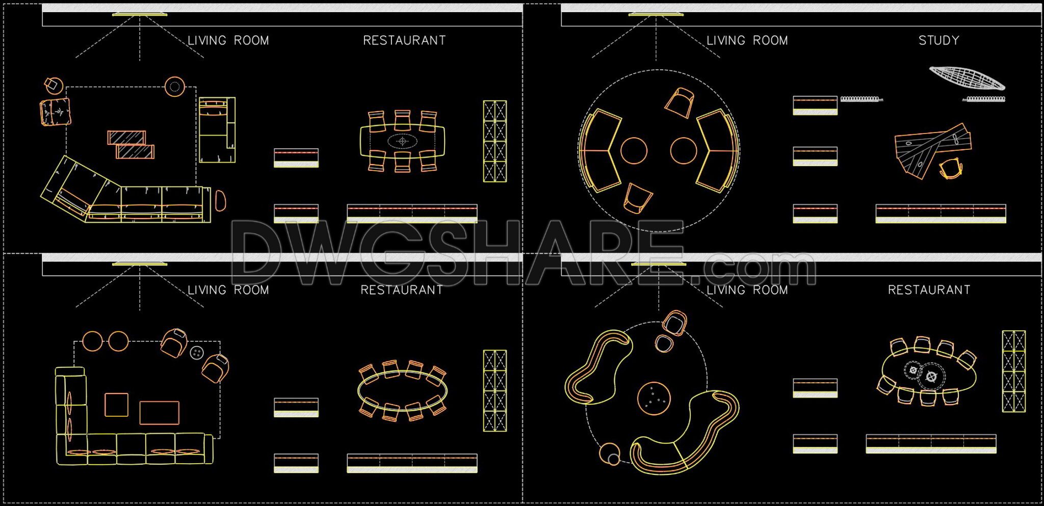 241. CAD blocks for spatial layout of living room and kitchen area