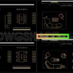 243. CAD blocks for spatial layout of living room and kitchen area ...