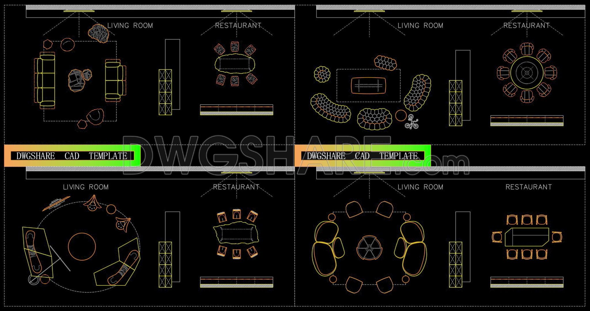 244. CAD blocks for spatial layout of living room and kitchen area