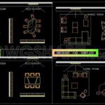 245. CAD blocks for spatial layout of living room and kitchen area ...