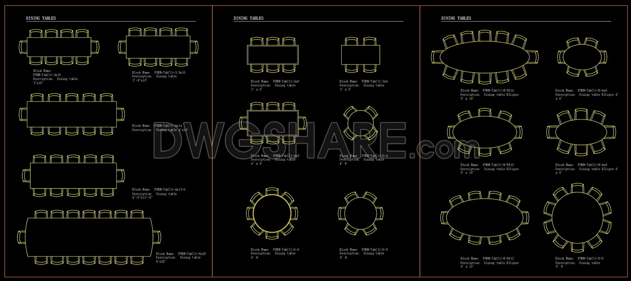 246. CAD blocks of chairs, sofas, and dining tables for living rooms