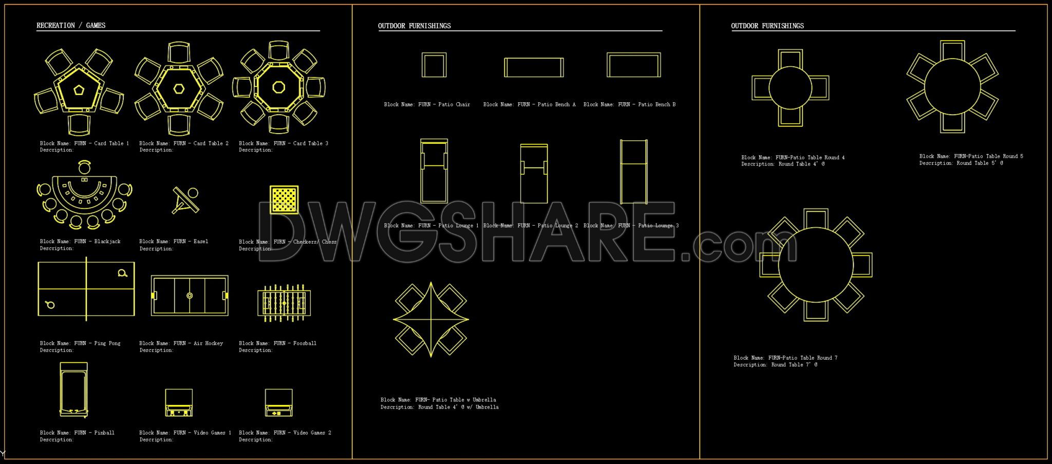 248. CAD blocks of Specifically, a pool table, a ping pong table, and a ...